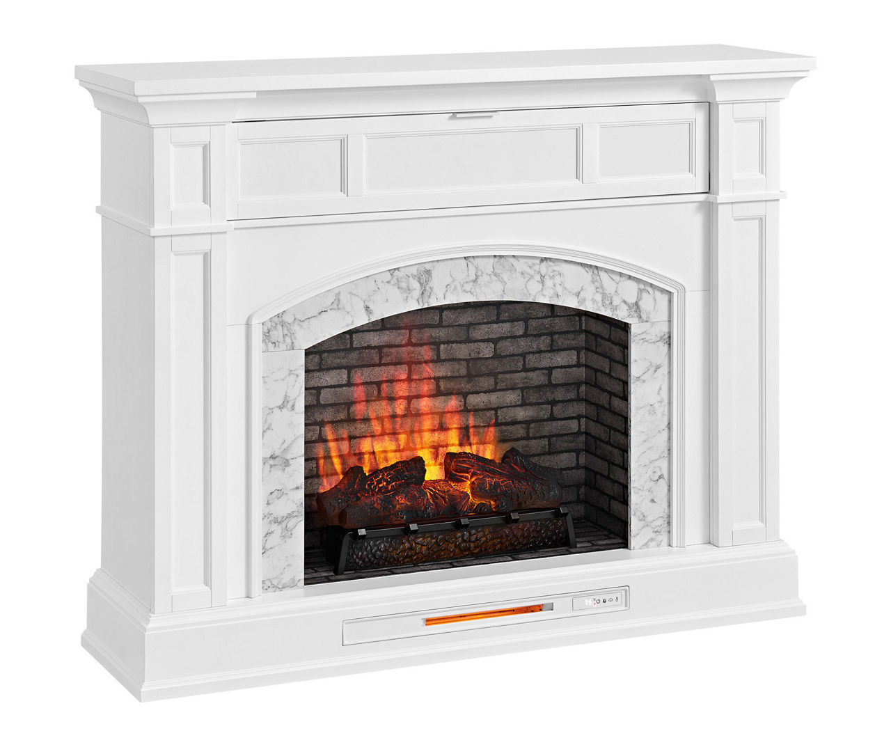Broyhill 62" White Marble Grand Electric Fireplace Console | Big Lots