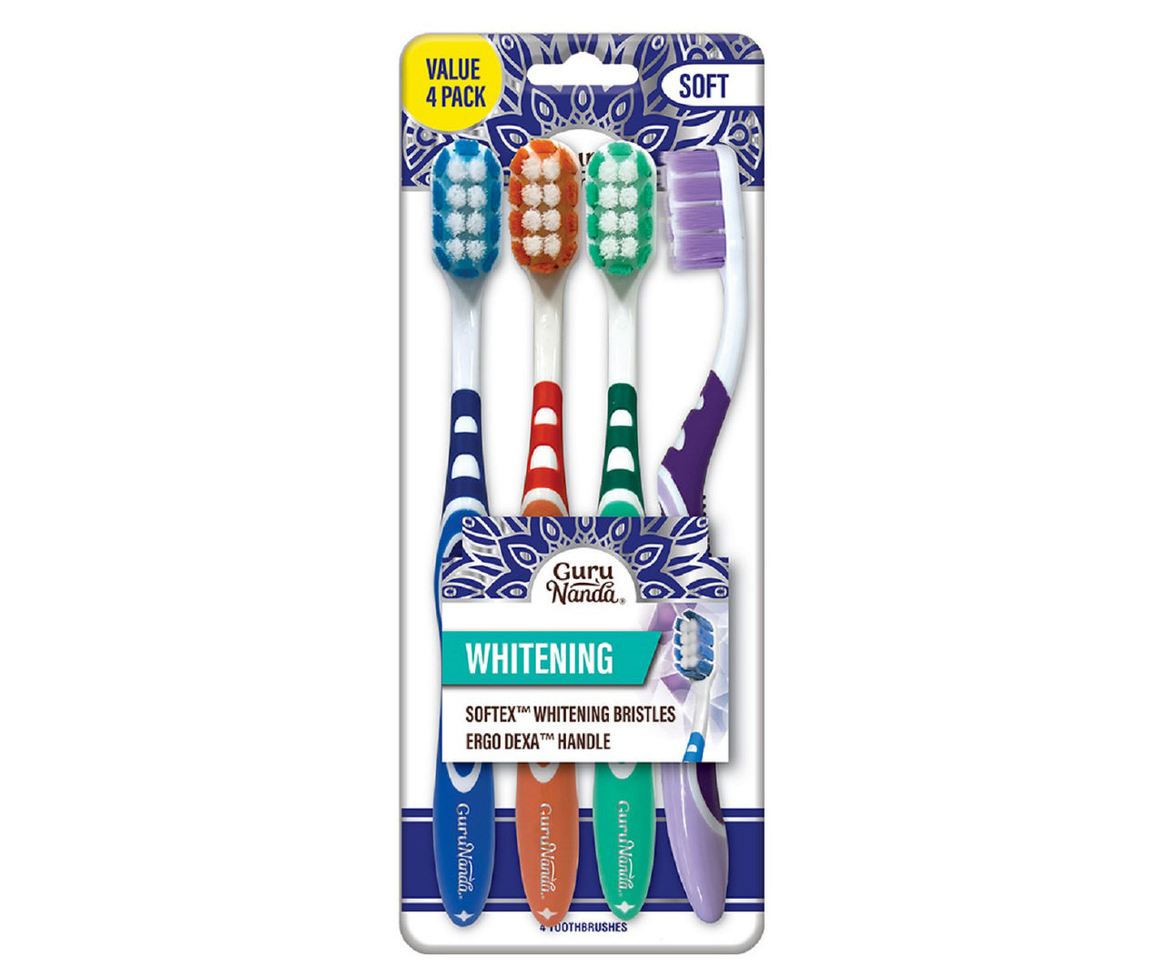 Gurunanda Whitening Soft Toothbrush, 4-Pack | Big Lots