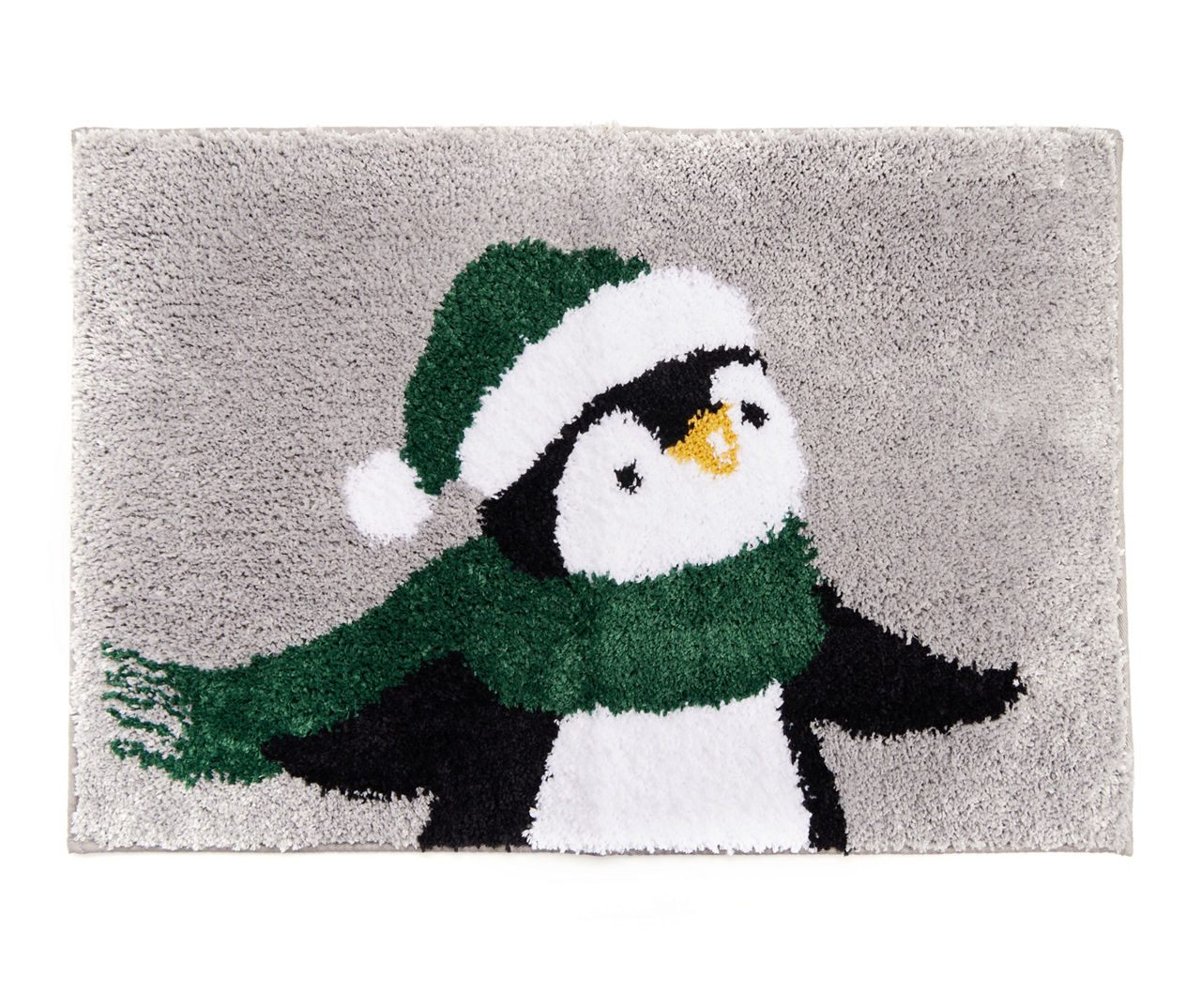 Santa's Workshop Gray & Green Penguin Bath Rug | Big Lots
