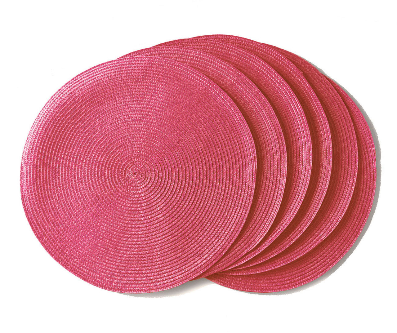 Punch Pink Weave-Texture Round Placemats, 6-Pack | Big Lots