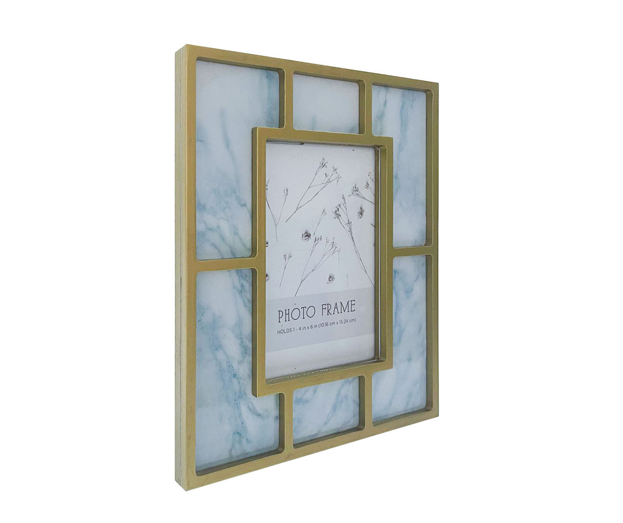 Blue Marble & Gold Window Pane Photo Frame, (4" x 6") | Big Lots