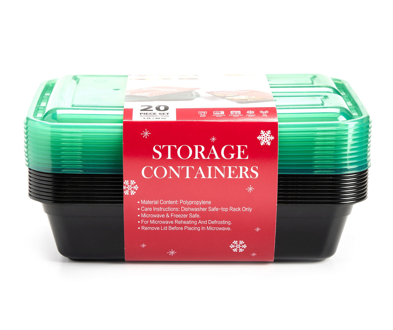 Green Rectangle 20-Piece Meal Prep Container Set | Big Lots