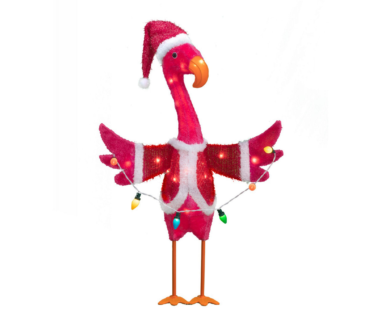 Winter Wonder Lane 3' Light-Up Santa Flamingo with Lights | Big Lots