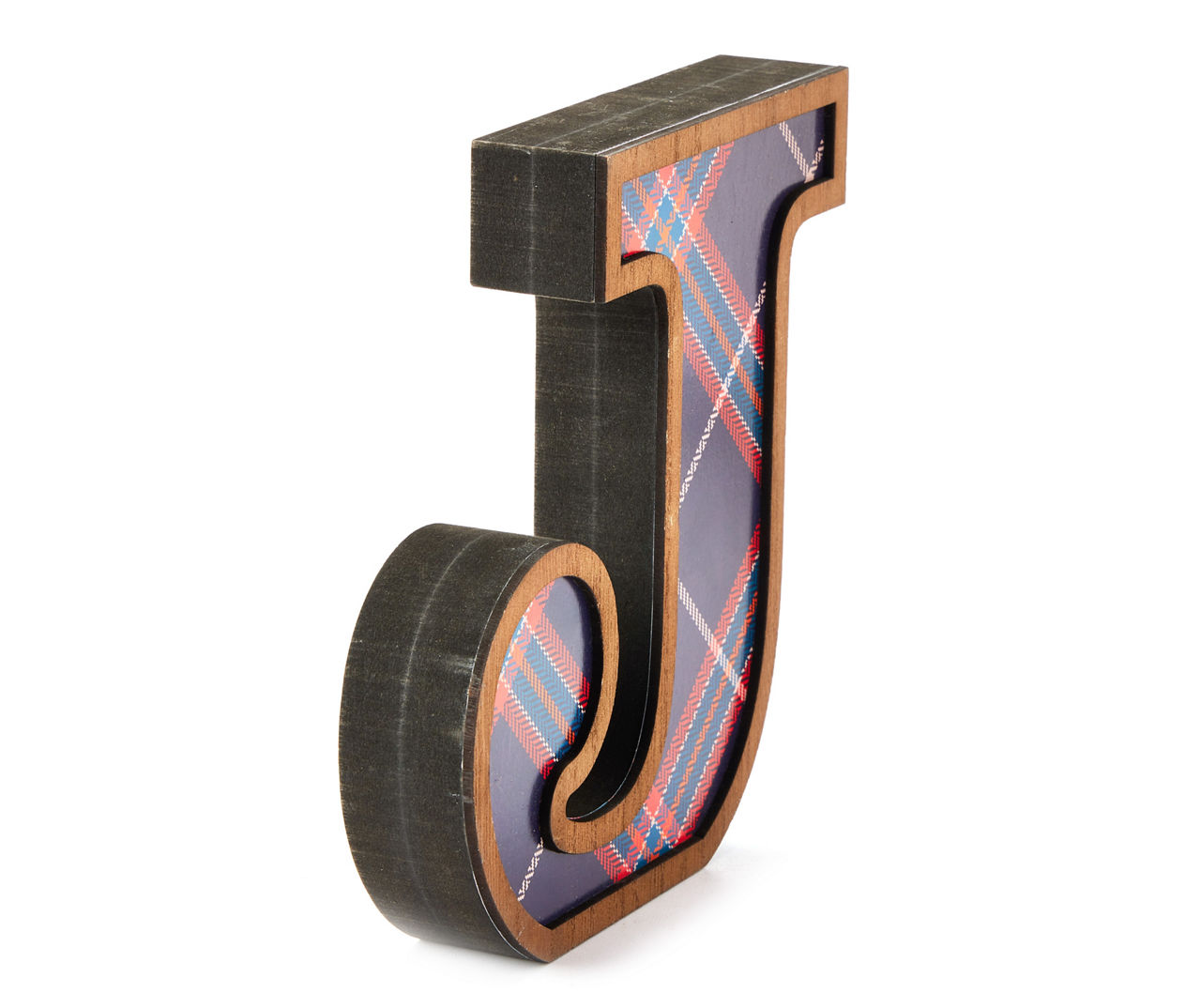 "J" Monogram Plaid Letter Tabletop Decor | Big Lots