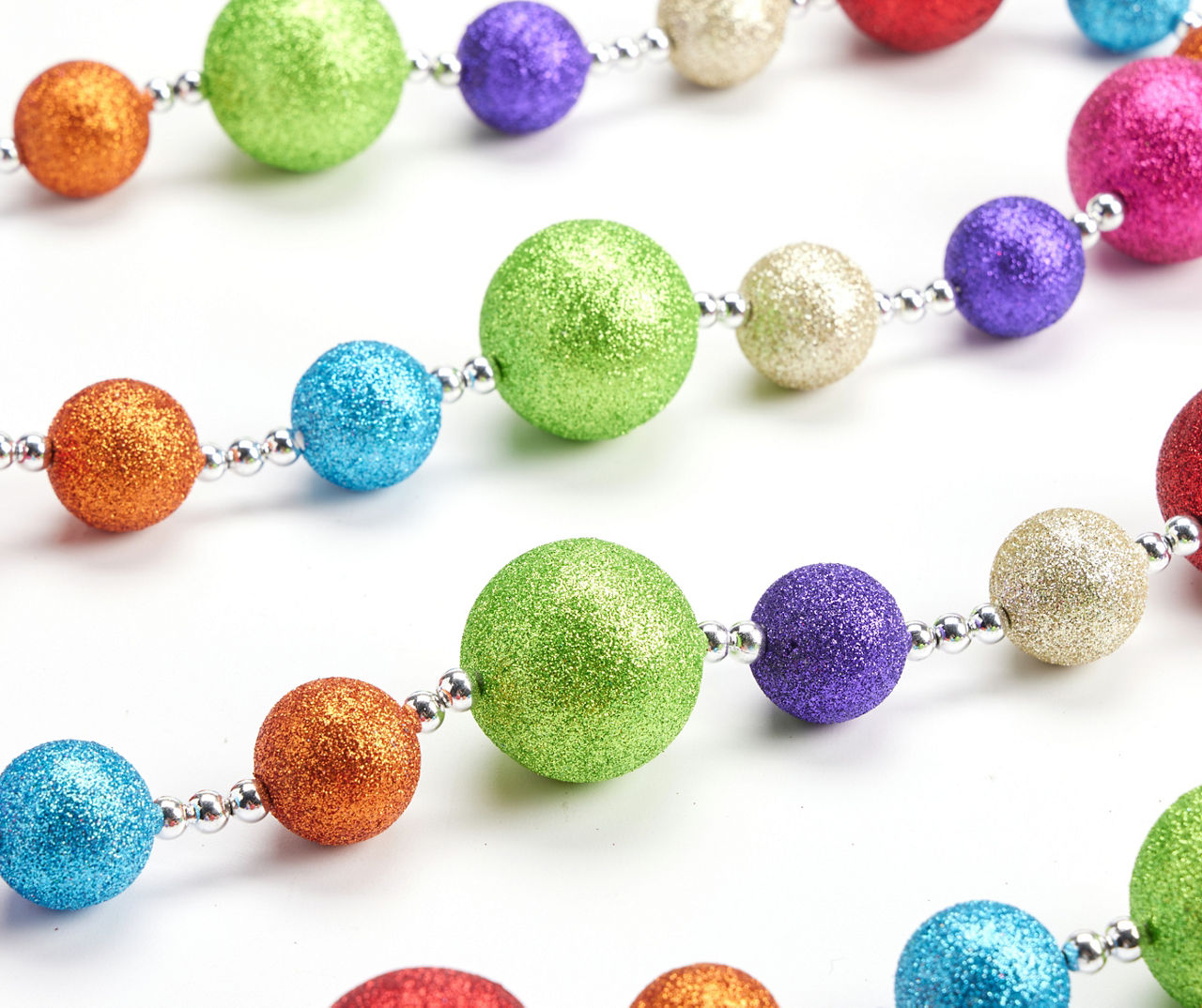 Winter Wonder Lane 6' Bright Multi-Color Glitter Ball Garland | Big Lots