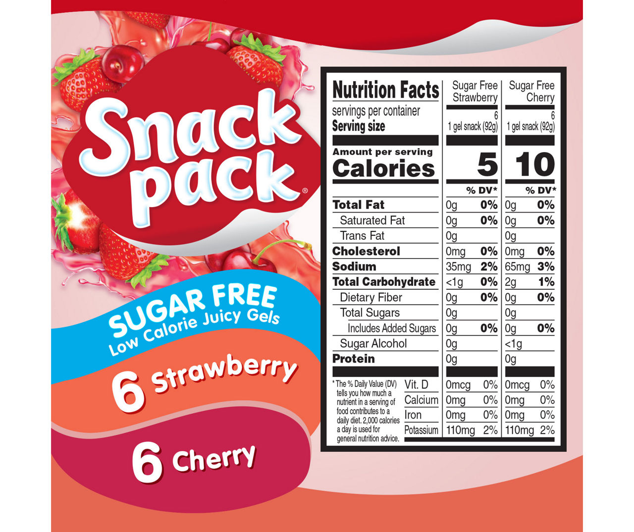 Snack Pack Snack Pack Sugar-Free Strawberry & Cherry Flavored Low ...