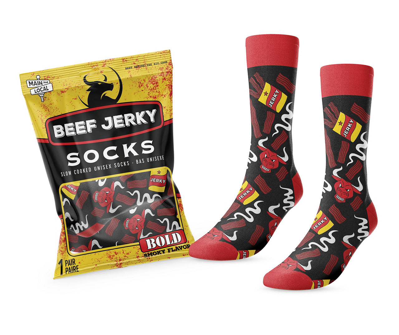 Black & Red Beef Jerky Novelty Socks | Big Lots