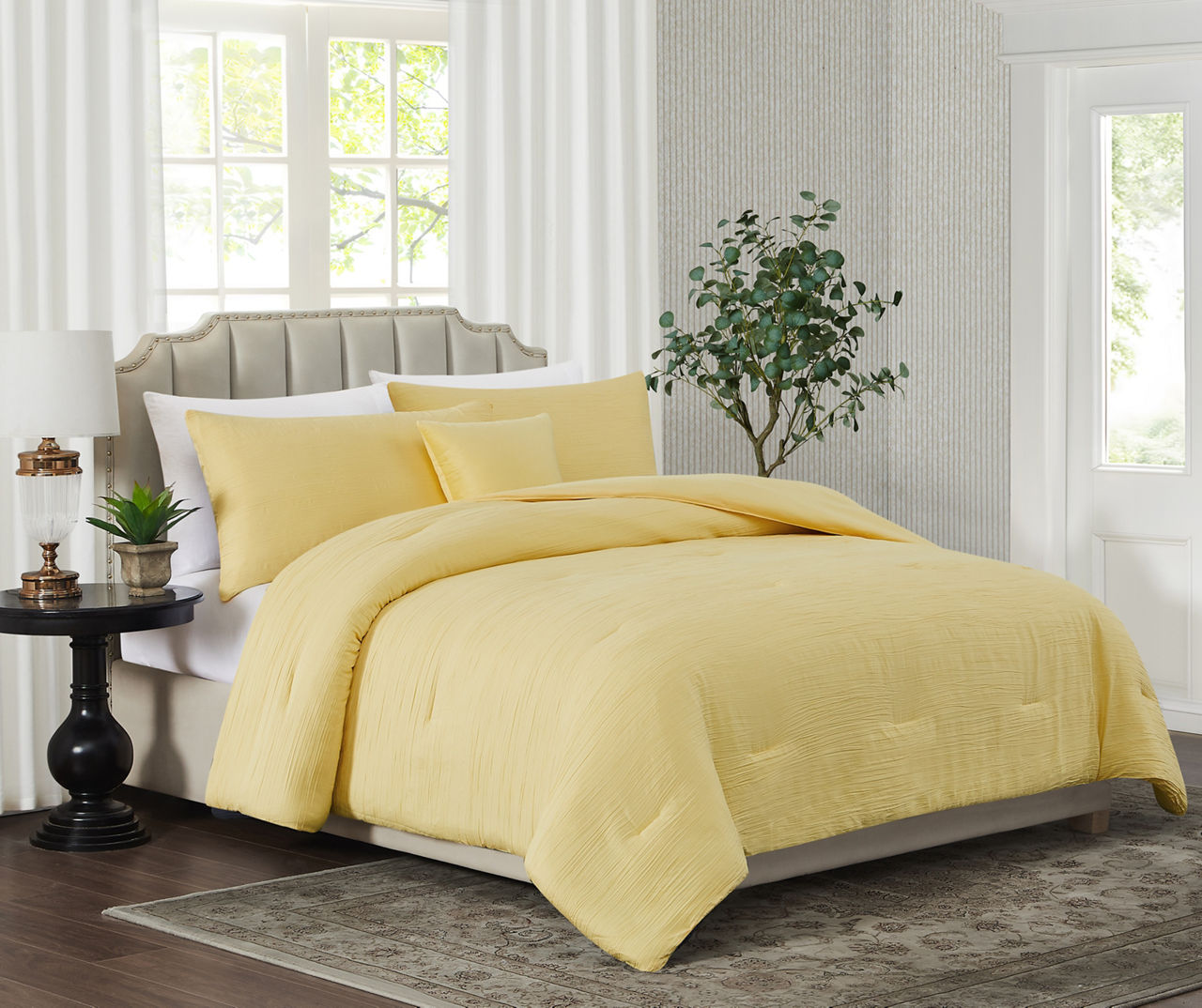 Yellow Crinkle-Texture King 4-Piece Comforter Set | Big Lots