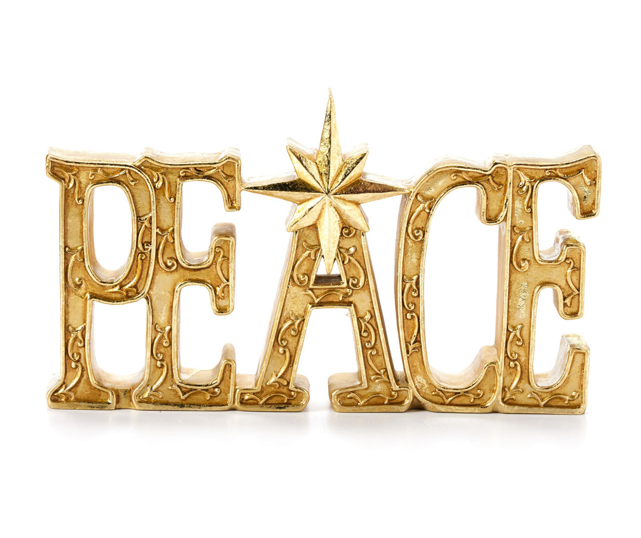 Winter Wonder Lane "Peace" Gold Tabletop Decor | Big Lots
