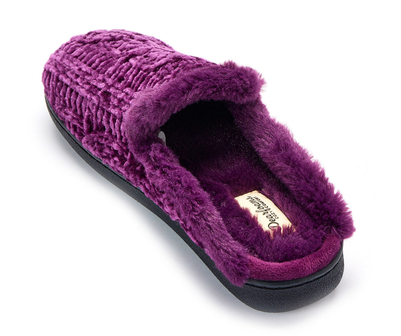 DF by Dearfoams Women's M Aubergine Cable-Knit Scuff Slippers | Big Lots