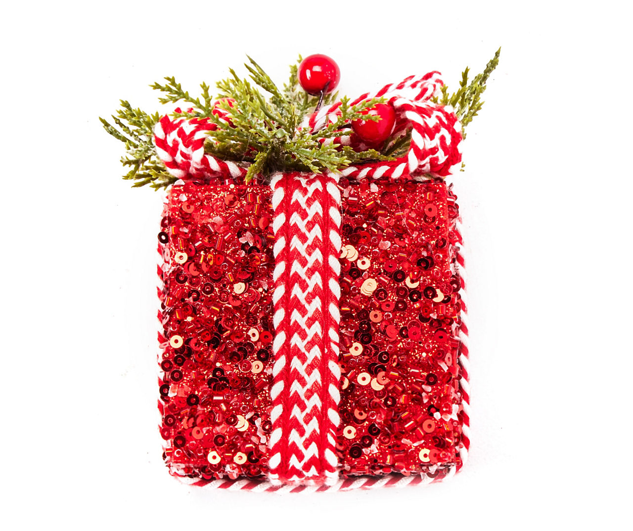 Winter Wonder Lane Red Sequin Gift Box Ornaments, 3-Pack | Big Lots
