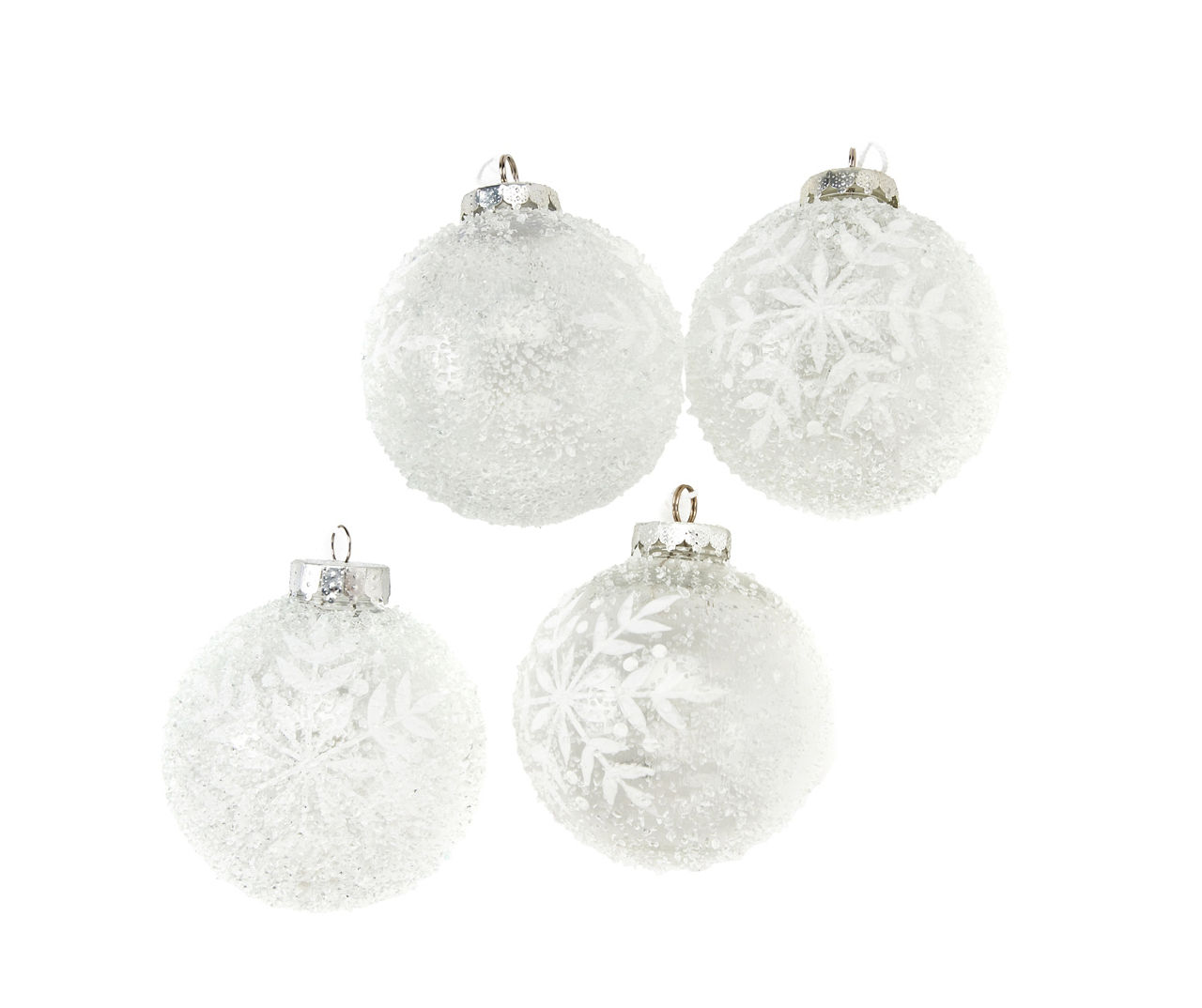 Winter Wonder Lane Snowy Snowflake Ball Ornaments, 4-Pack | Big Lots