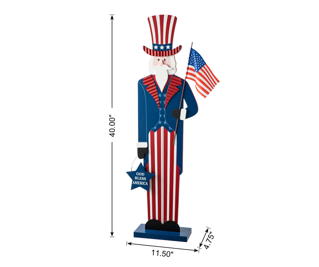 Glitzhome 40" Standing Patriotic Uncle Sam Porch Decor | Big Lots