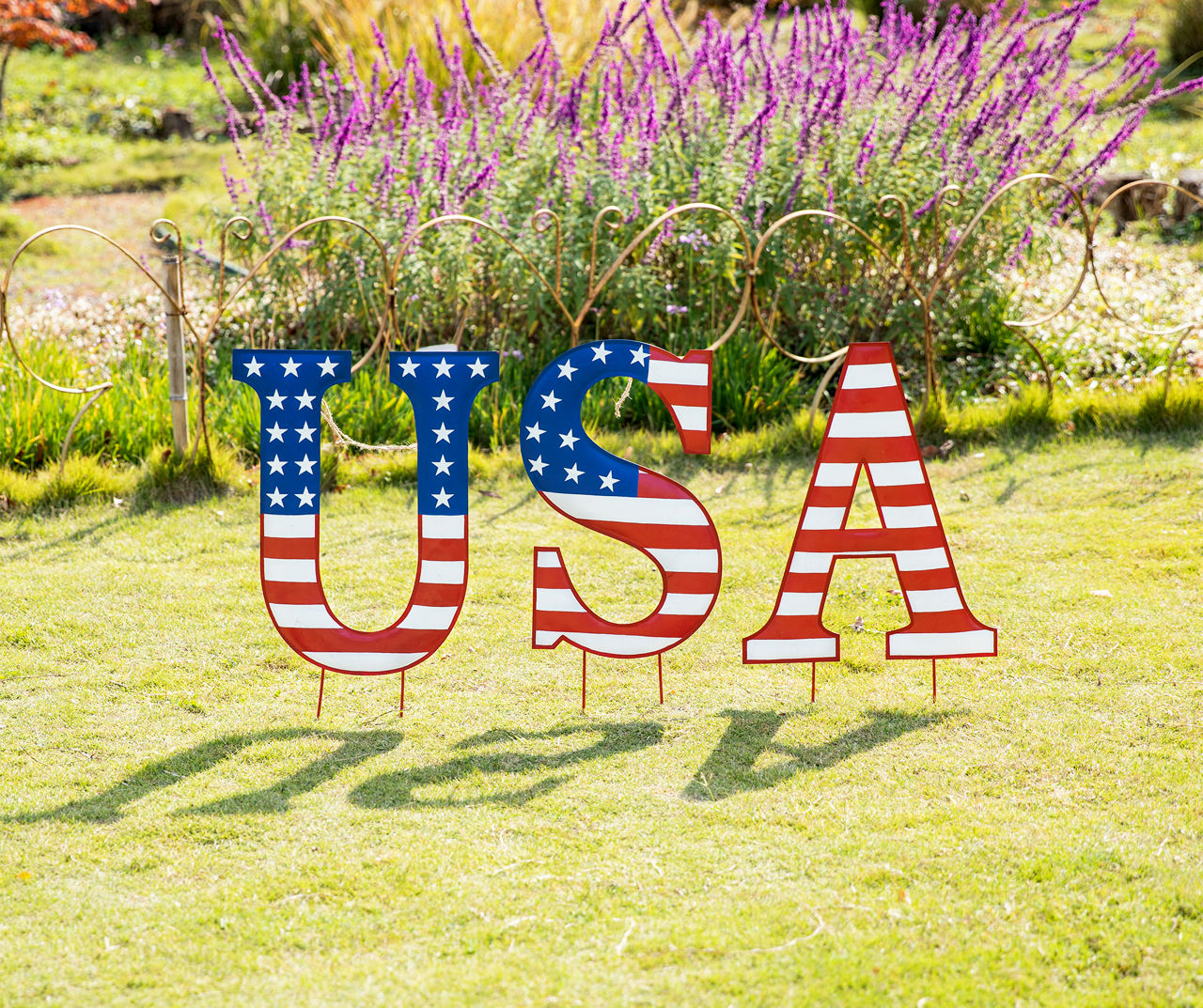 Glitzhome "U.S.A." Stars & Stripes Letters 3-Piece Yard Stake Set | Big ...