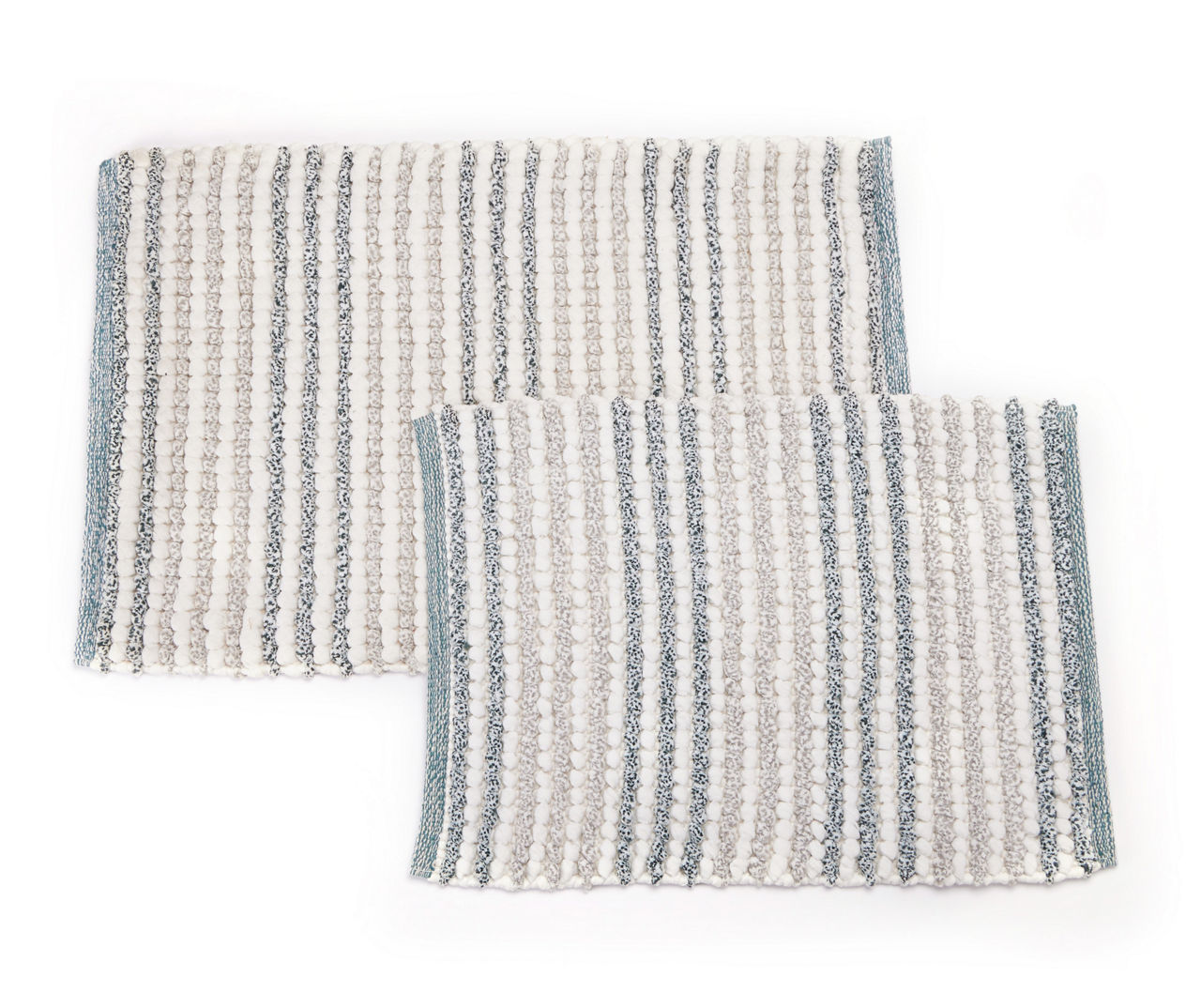 Emma Teal & Gray Stripe Chenille 2-Piece Bath Rug Set | Big Lots