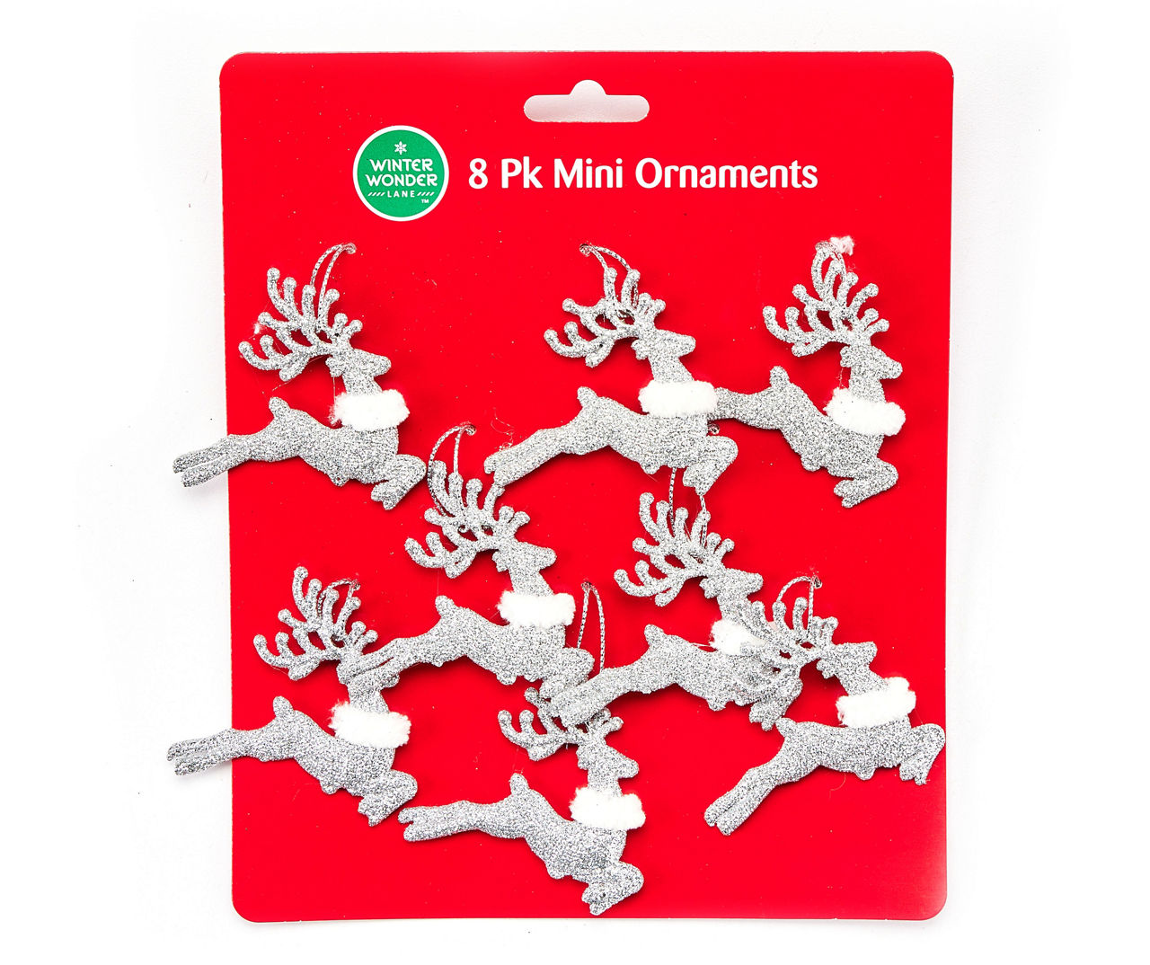 Winter Wonder Lane Silver Glitter Prancing Reindeer Mini Ornaments, 8 ...