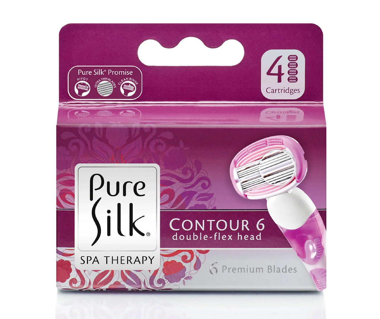 Pure Silk Contour 6-Blade Double-Flex Head Refill, 4-Pack | Big Lots