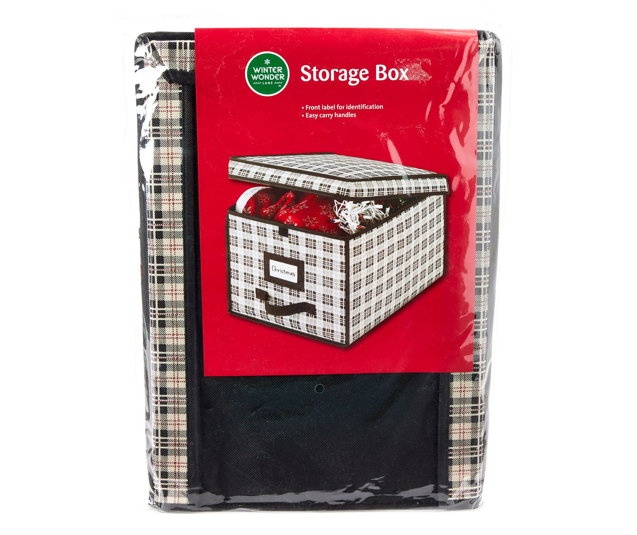 Winter Wonder Lane Black & White Plaid Holiday Storage Box | Big Lots