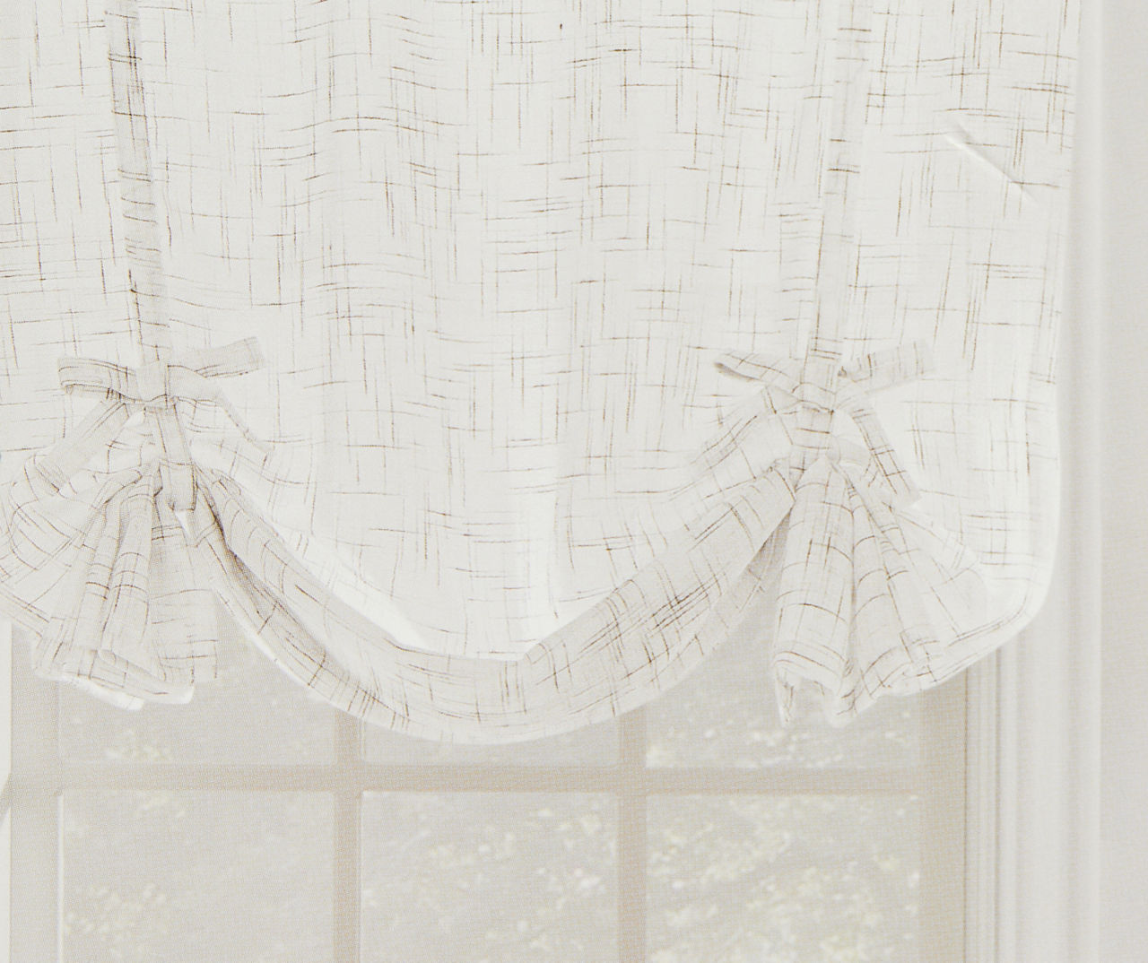 Real Living Kyler White & Gray Crosshatch Tie-Up Light-Filtering Rod ...