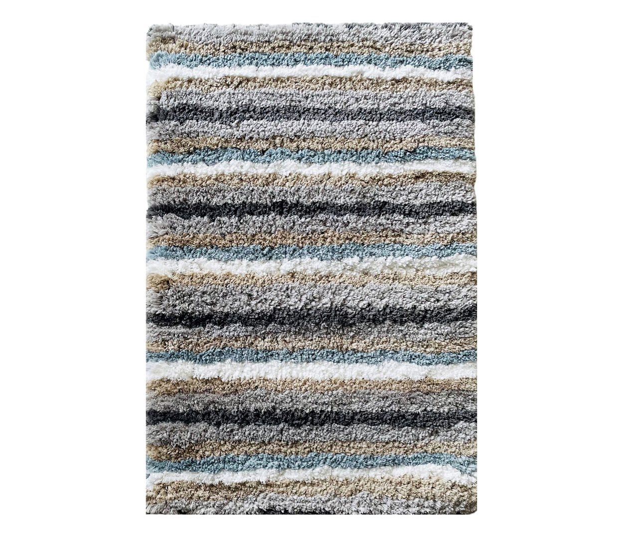 Modesto Cool Gray & Blue Stripe 2-Pc. Bath Rug Set | Big Lots
