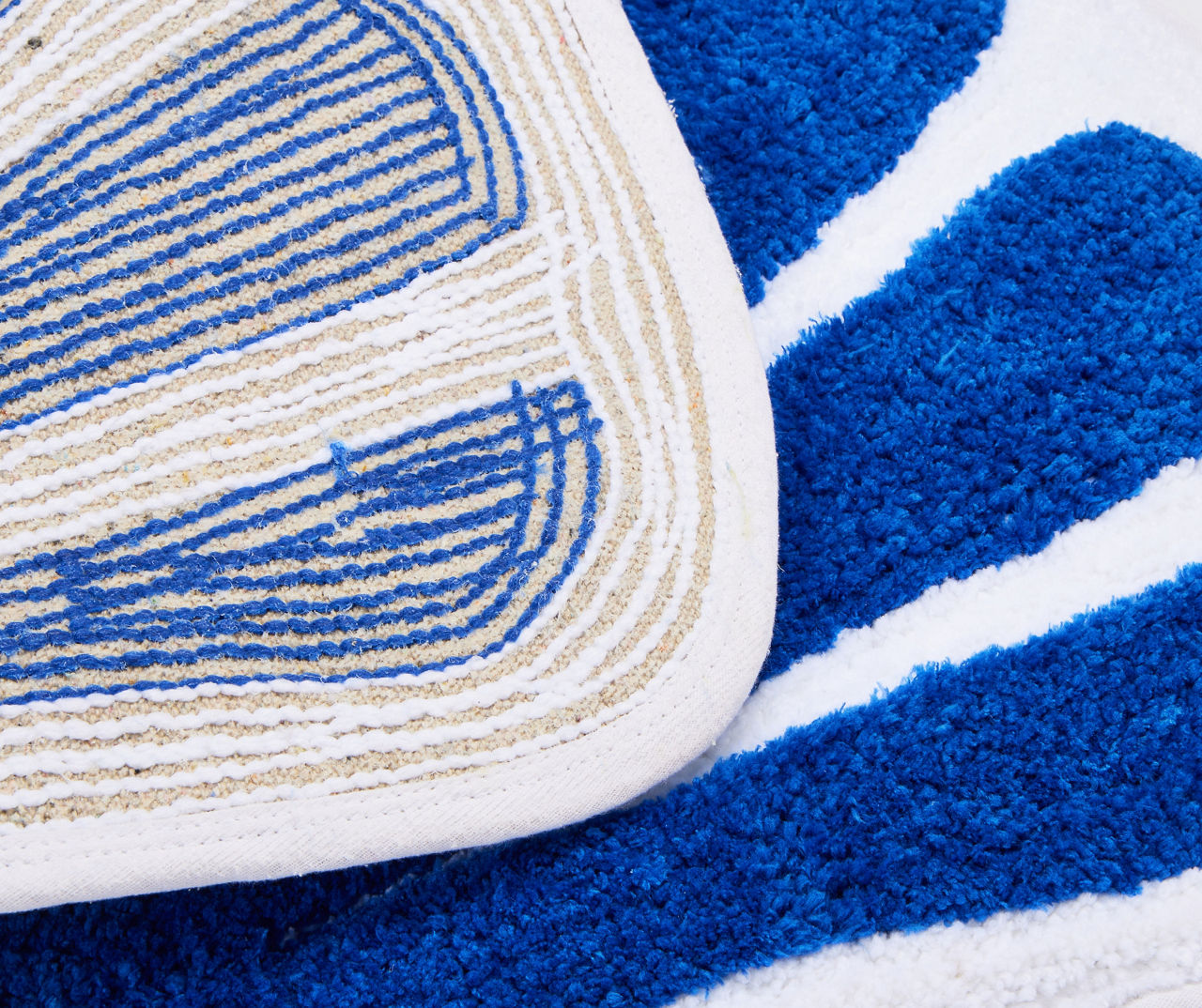 Real Living Tropicoastal White & Blue Shell Shaped Bath Rug | Big Lots