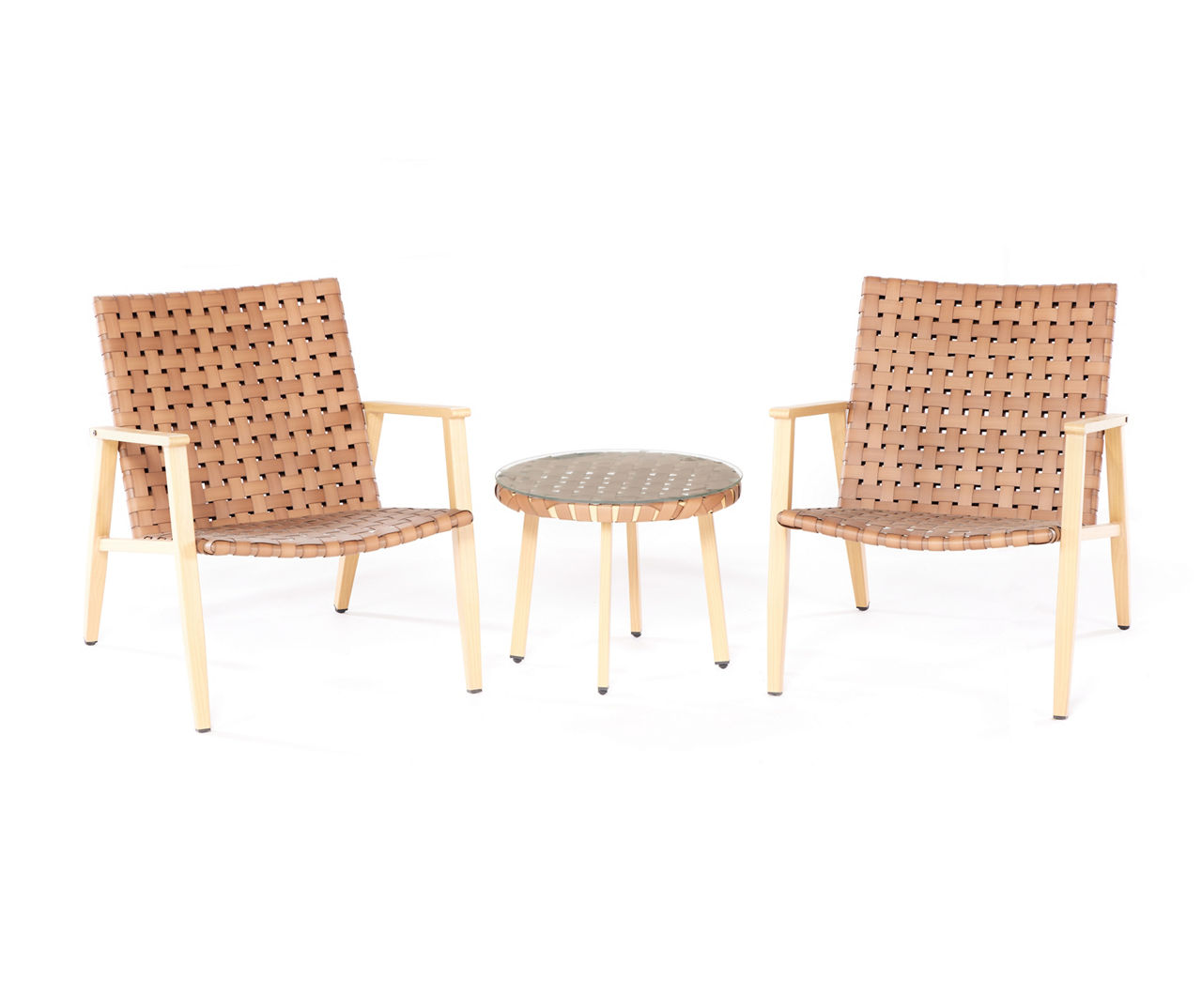 Real Living Kempton 3-Piece Faux Leather Wicker Patio Chat Set | Big Lots