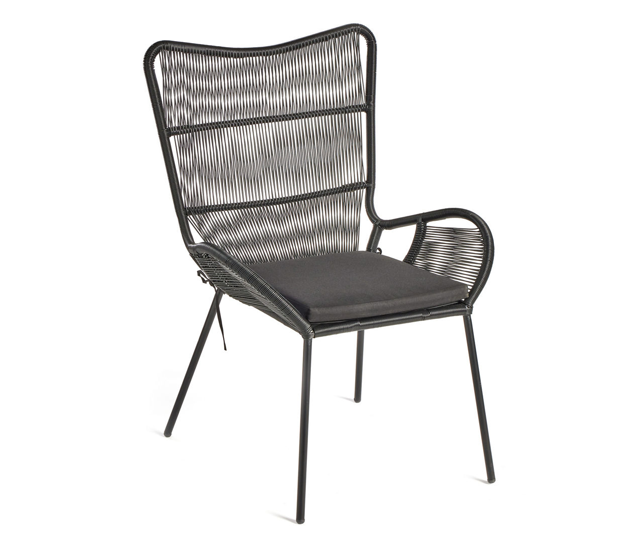 Nicole Miller Black Wicker Wingback Cushioned Patio Stack Chair | Big Lots