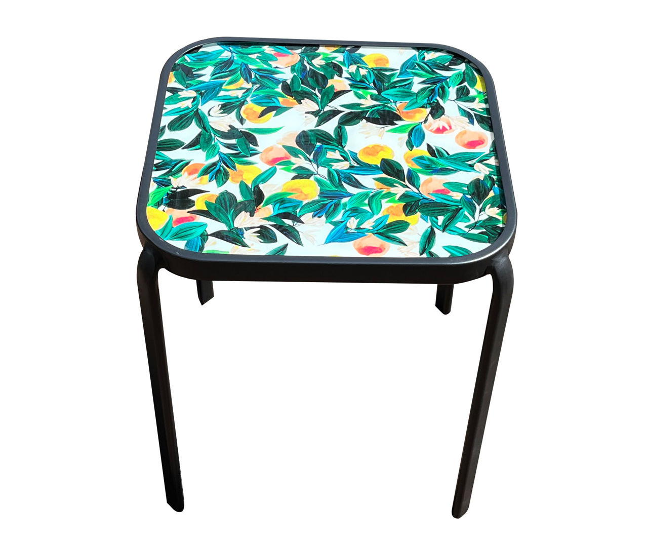 Nicole Miller Lemon Print Glass Patio Stacking Side Table | Big Lots