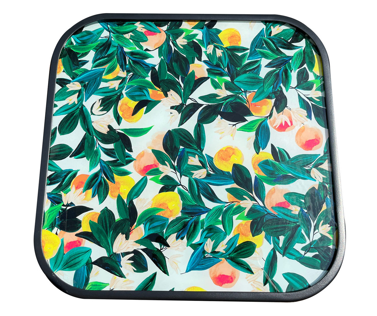 Nicole Miller Lemon Print Glass Patio Stacking Side Table | Big Lots