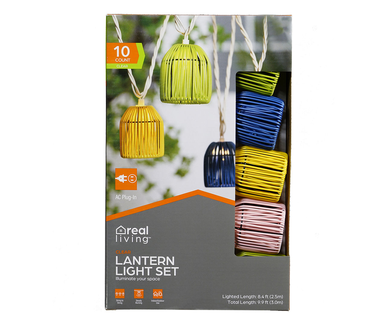 Real Living Multi-Color Rattan Lantern Light Set, 10-Lights | Big Lots