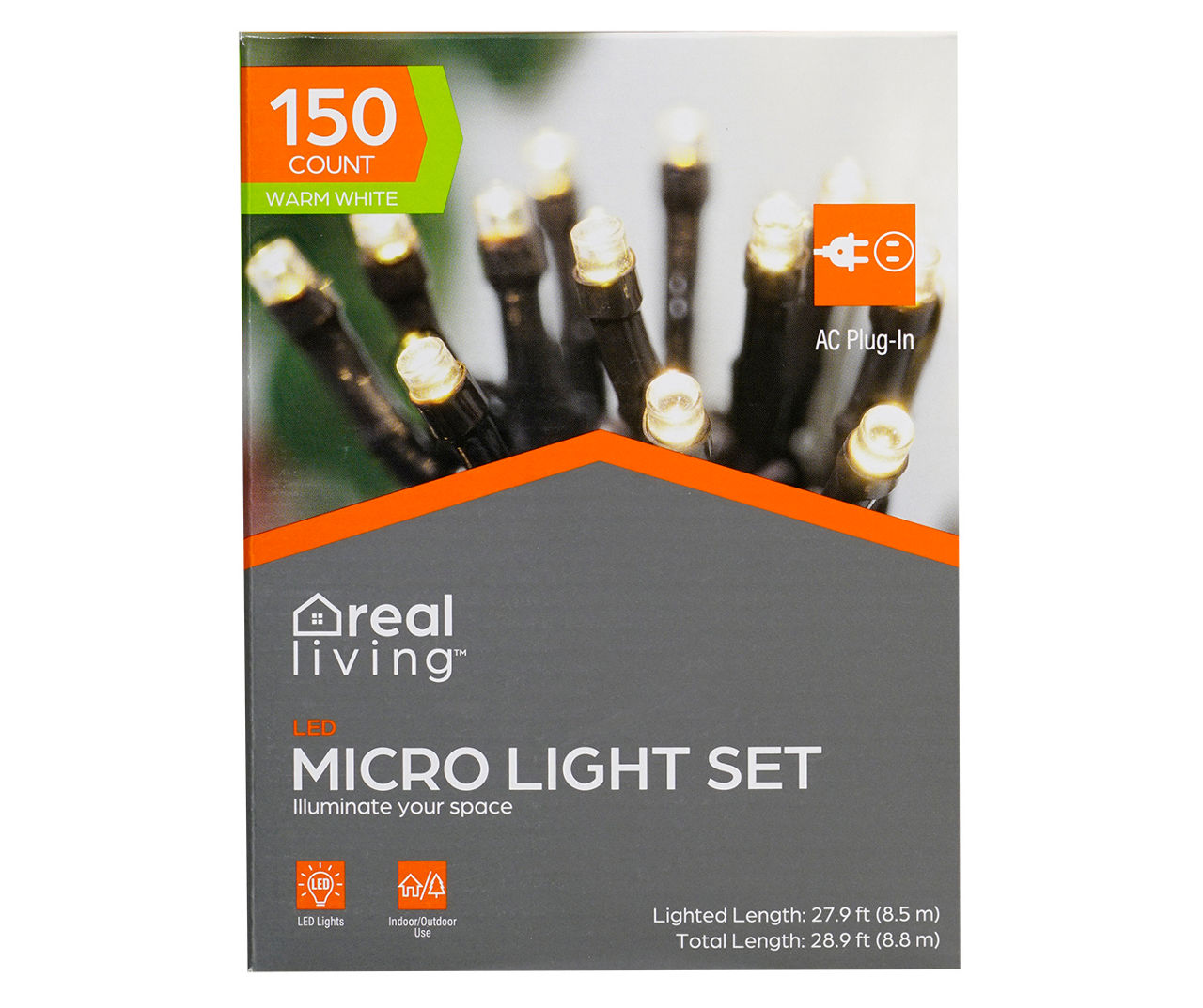Real Living Warm White LED Concave Micro Light Set, 150-Lights | Big Lots