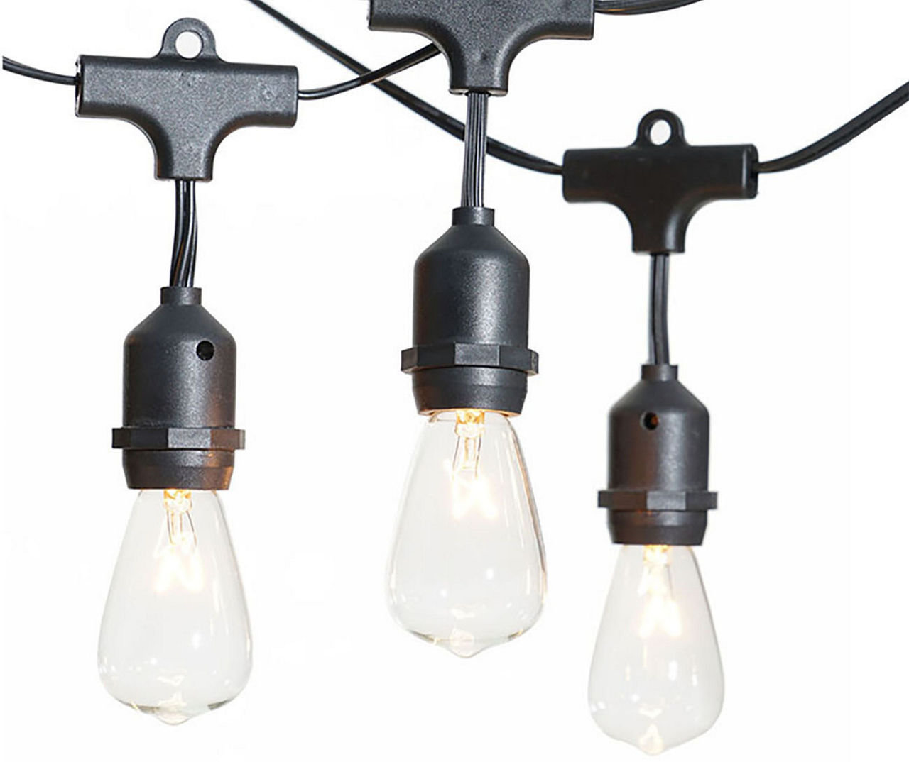 Real Living Clear Edison Bulb Drop Light Set with Black Wire, 15-Lights ...