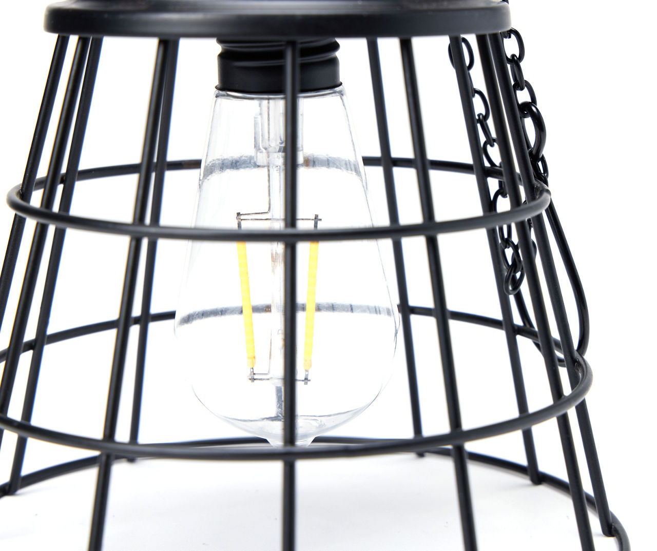 Real Living Black Wire Cage LED Solar Hanging Lantern | Big Lots