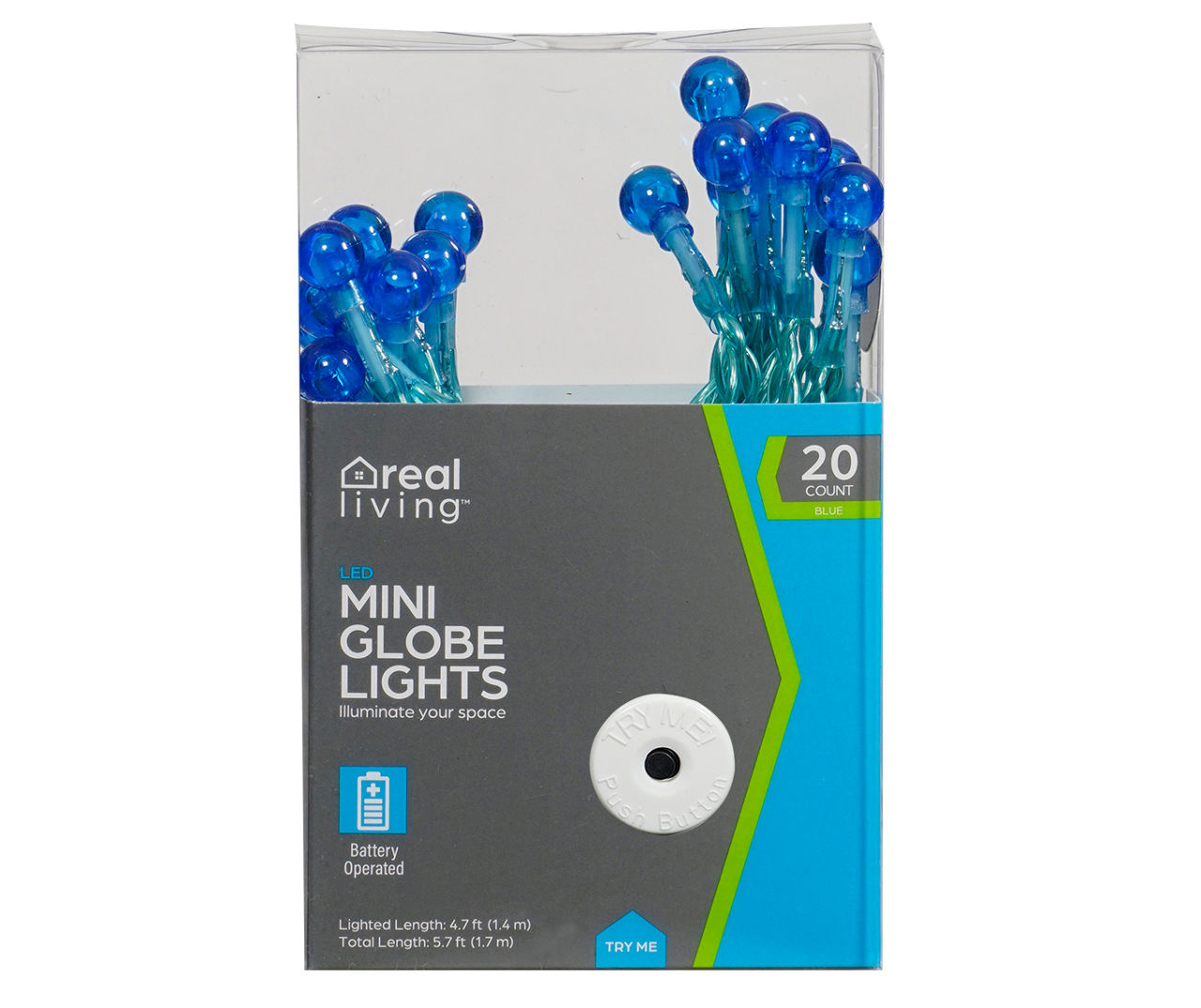 Real Living Blue LED Mini Globe Light Set, 20-Lights | Big Lots
