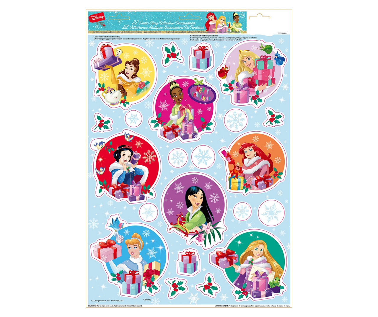 Disney Princess Static Cling Window Decorations, 22-Pack | Big Lots
