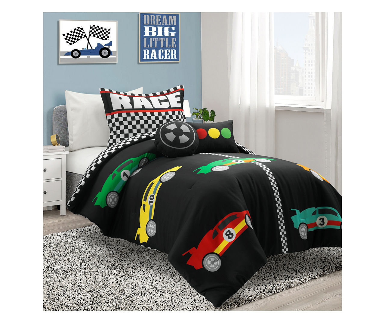 Lush Decor Lush Decor "Race" Racing Cars Reversible Comforter Set | Big ...