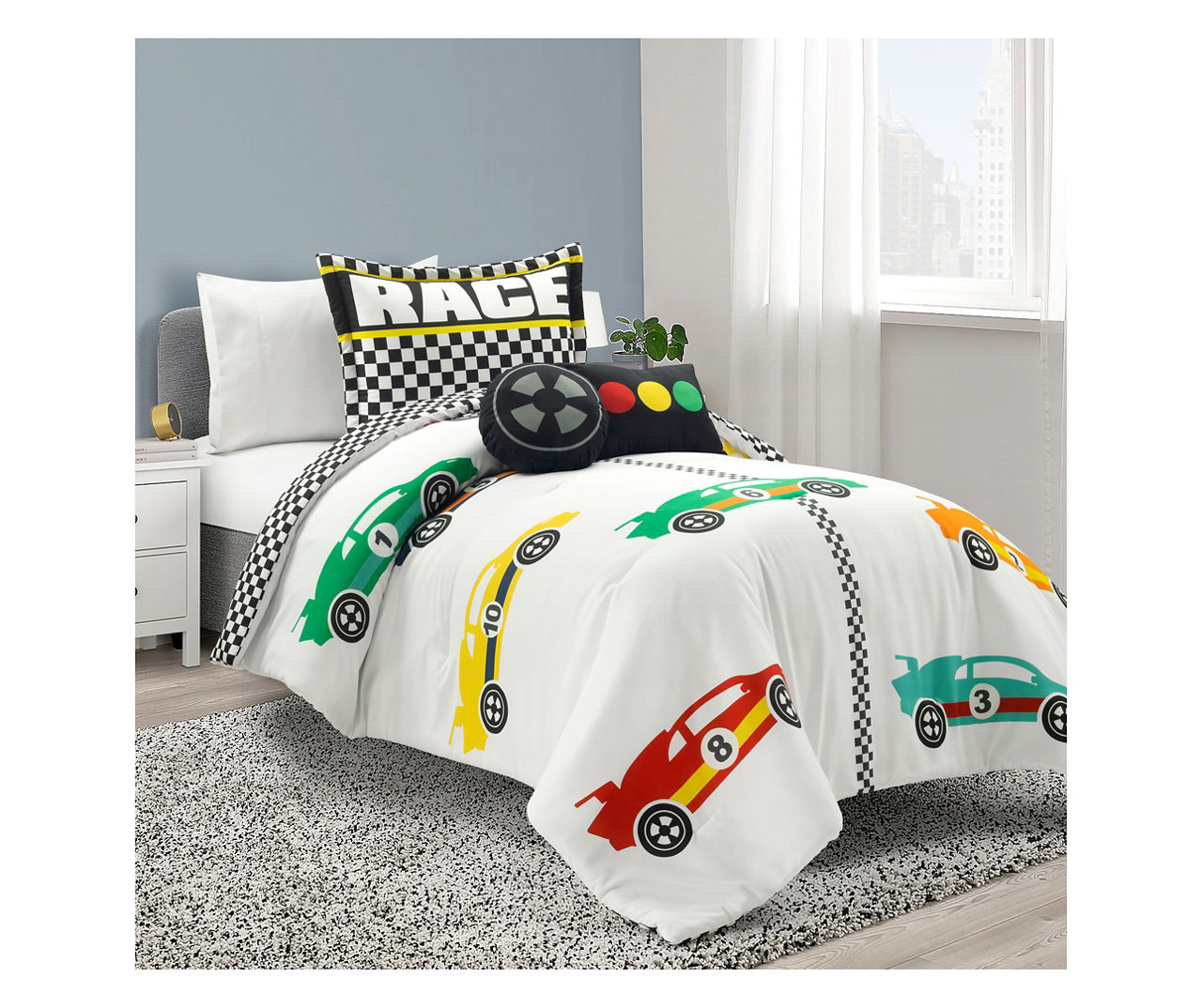 Lush Decor Lush Decor "Race" Racing Cars Reversible Comforter Set | Big ...