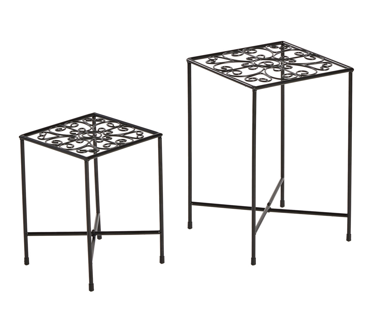 Real Living Black Scrollwork Square 2-Piece Metal Plant Stand Set | Big ...