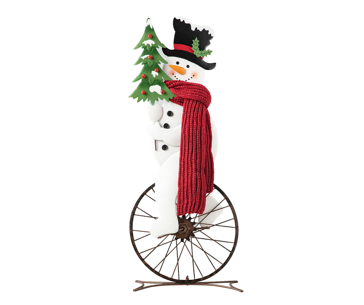 Glitzhome 32" Snowman Riding Bike Wheel Porch Decor | Big Lots