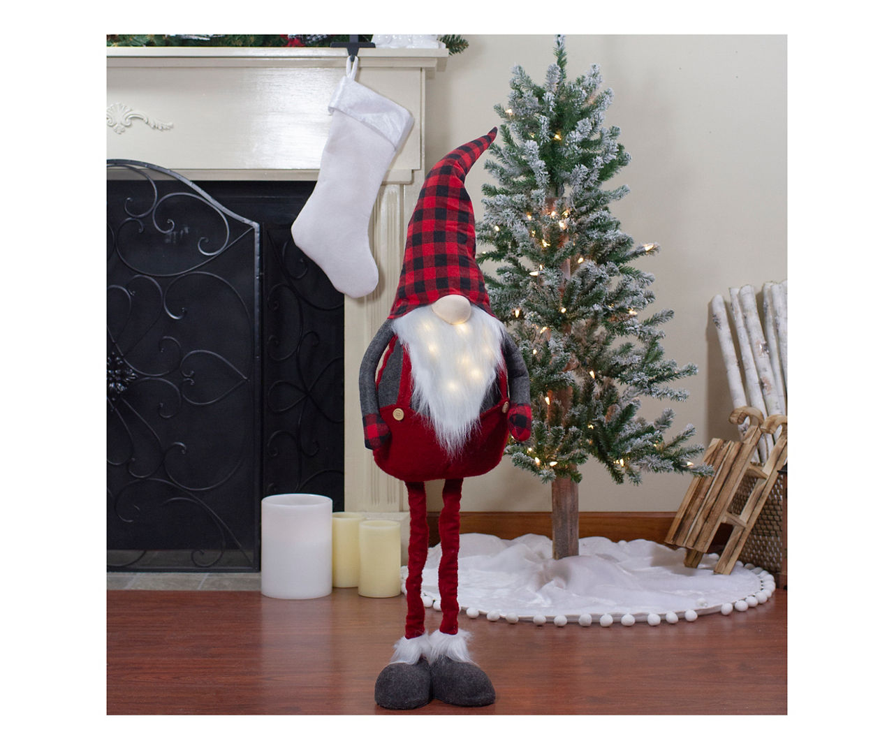 Northlight Red Buffalo Check Telescoping Gnome LED Decor | Big Lots