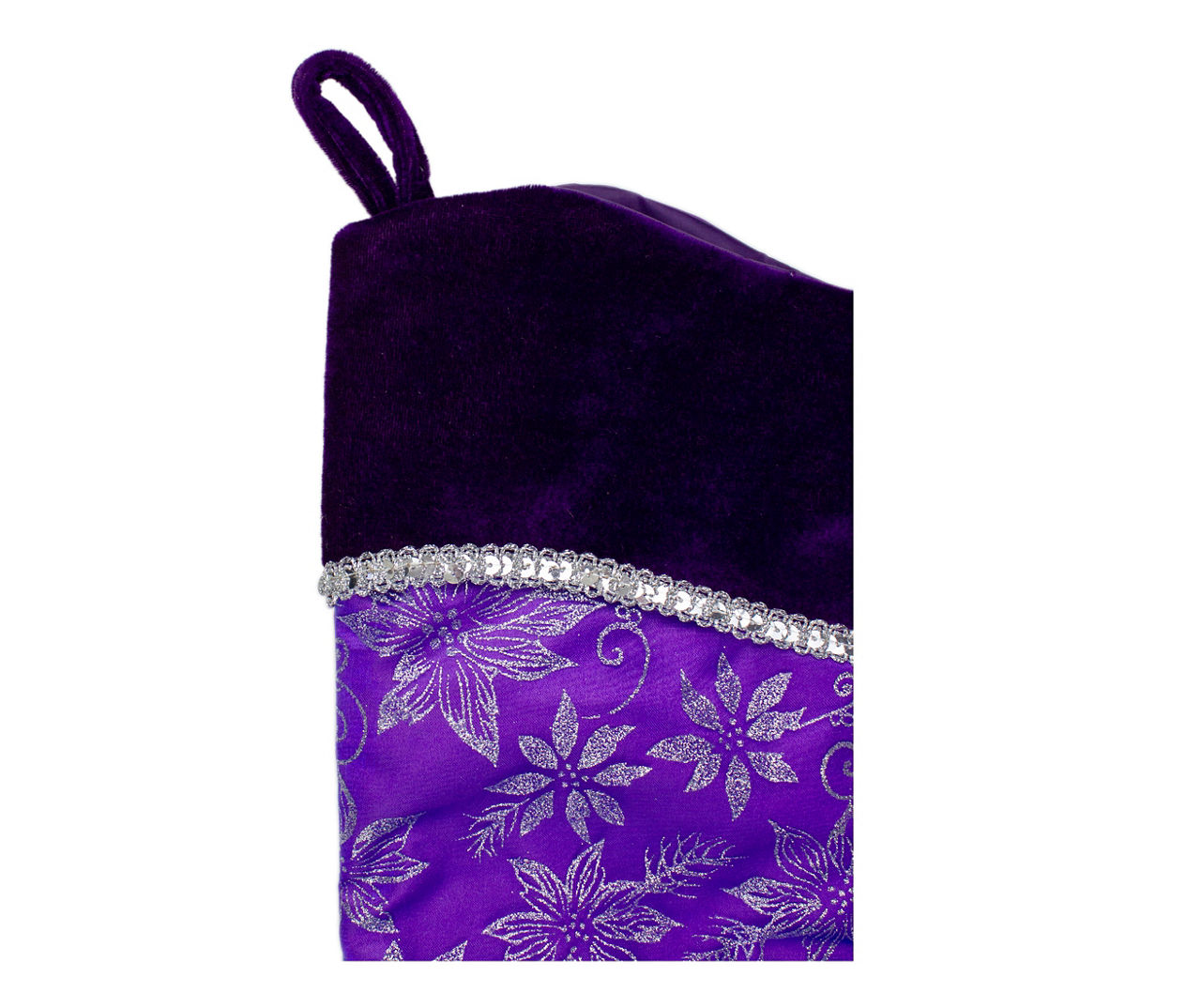 Northlight Purple & Silver Floral Stocking | Big Lots