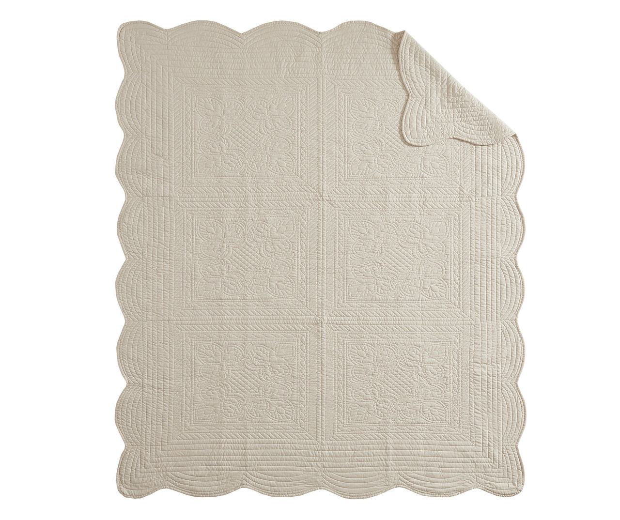 Marino Cream Scallop-Edge Quilted Throw, (60" x 72") | Big Lots