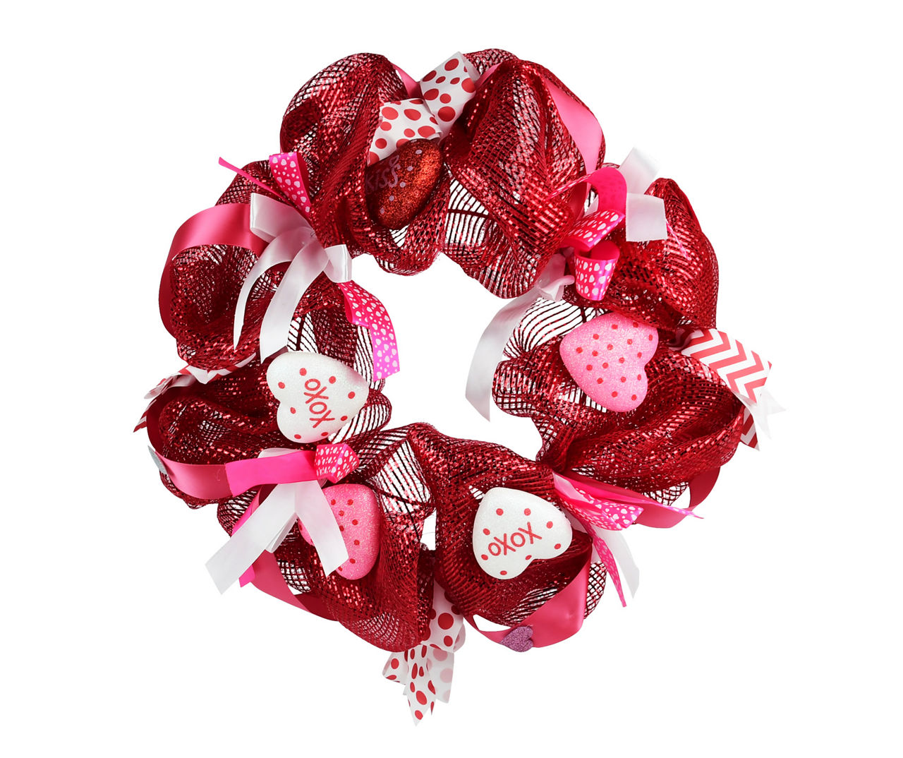 18" Candy Heart & Ribbon Wreath | Big Lots