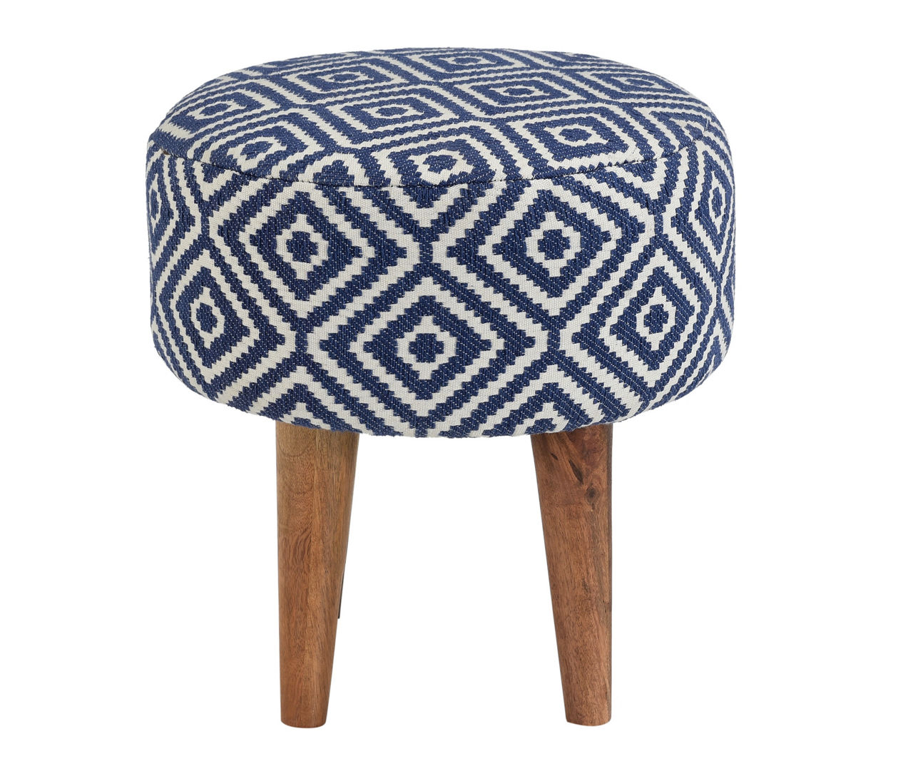 Blue Zigzag Round Upholstered Stool | Big Lots