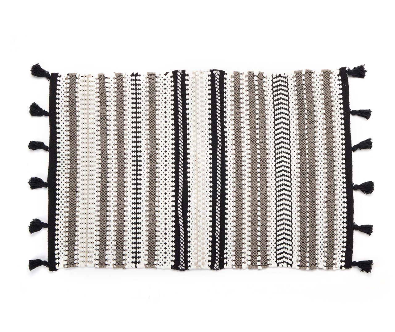 Real Living Black & White Stripe Chindi Accent Rug, (2' x 3') | Big Lots