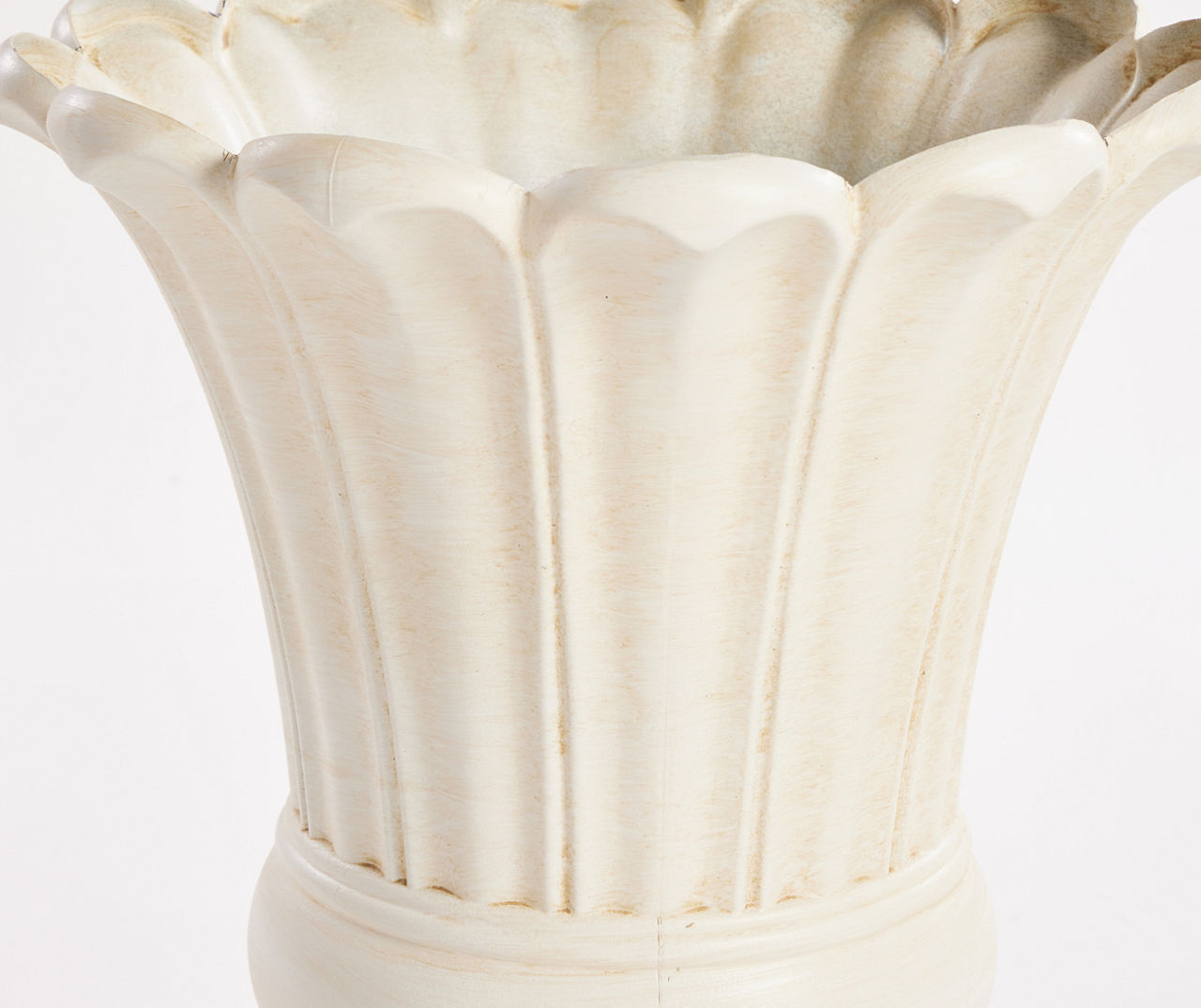 17.7" White Fluted Scalloped Edge Plastic Urn Planter | Big Lots