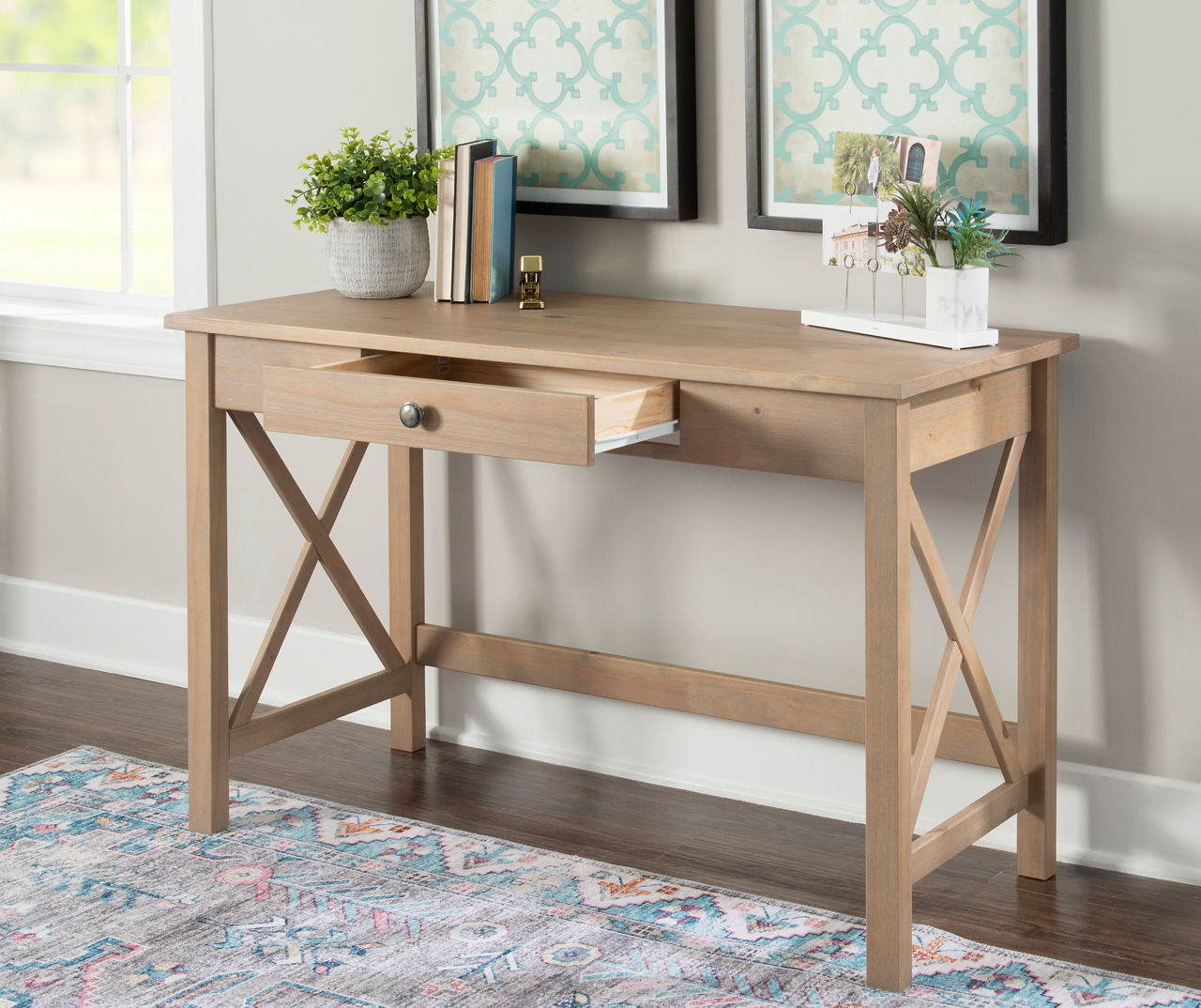 Richland Driftwood X Side Laptop Desk Big Lots