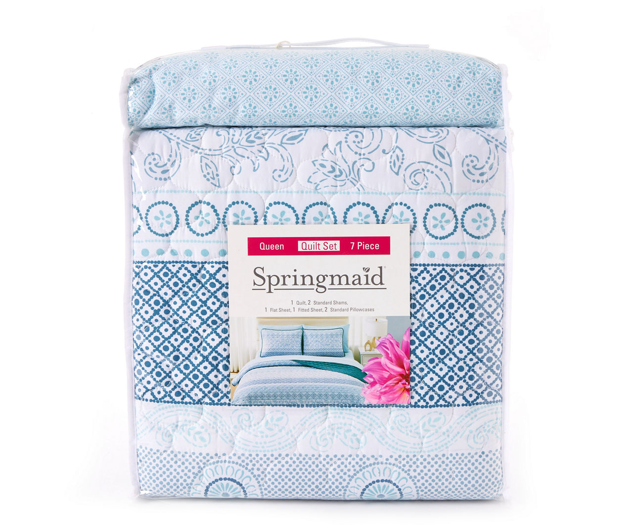 Springmaid Springmaid Joelle Blue & White Geo Floral Quilt Set | Big Lots