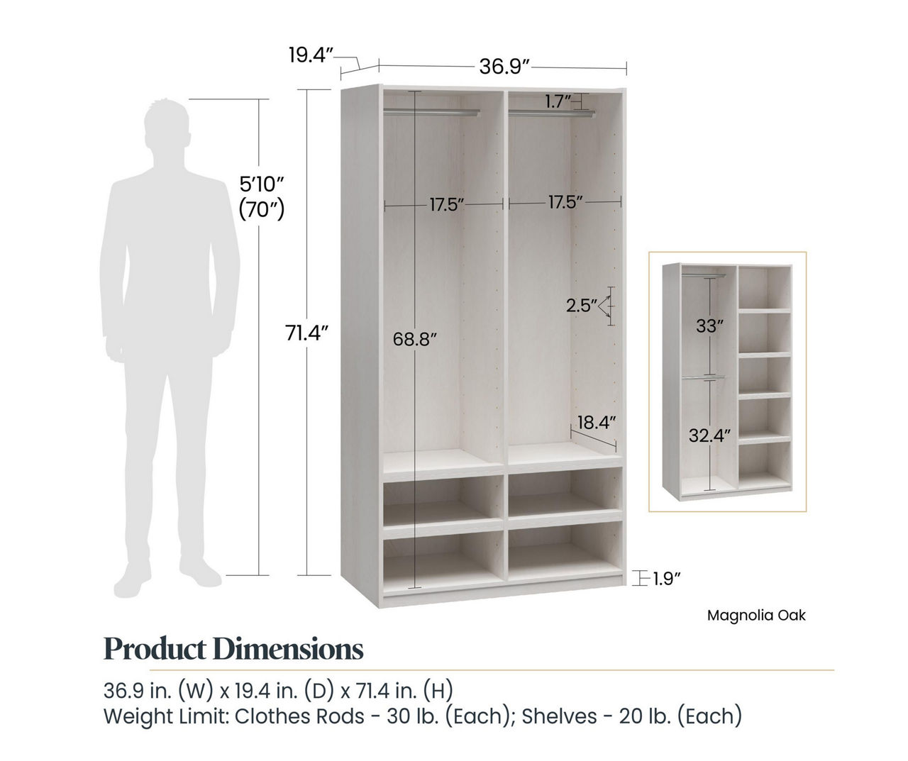 System Build Evolution Suite Style Magnolia Oak Modular Extra Wide Open ...