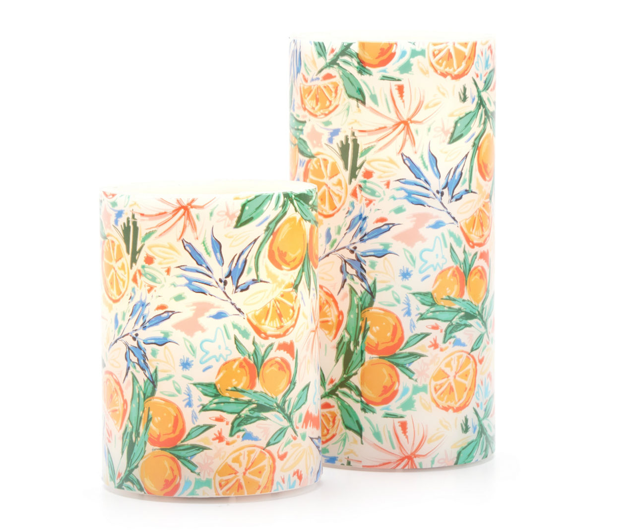 Orange Decal 2-Piece LED Pillar Candle Set | Big Lots